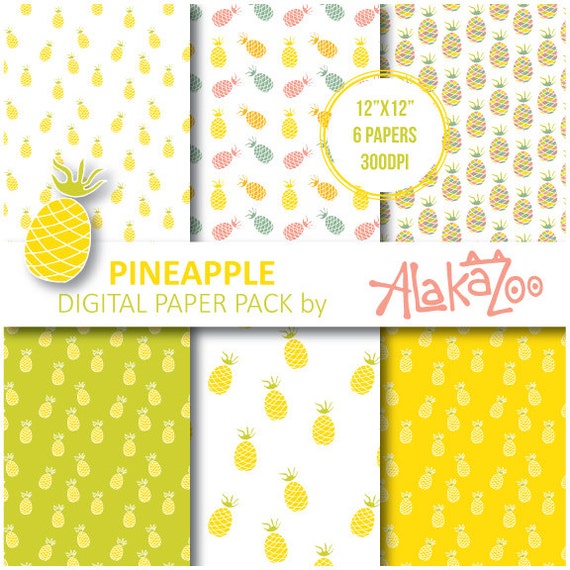 Pineapple Digital Paper Printable Scrapbooking 12x12inch