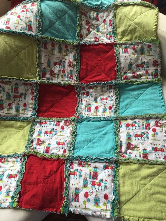 Fleece-backed Flannel Rag Quilt Castles by SewAdorableByBeki