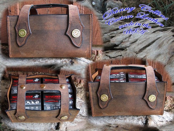 Four box shotgun shell carrier Leather shotgun shell carrier