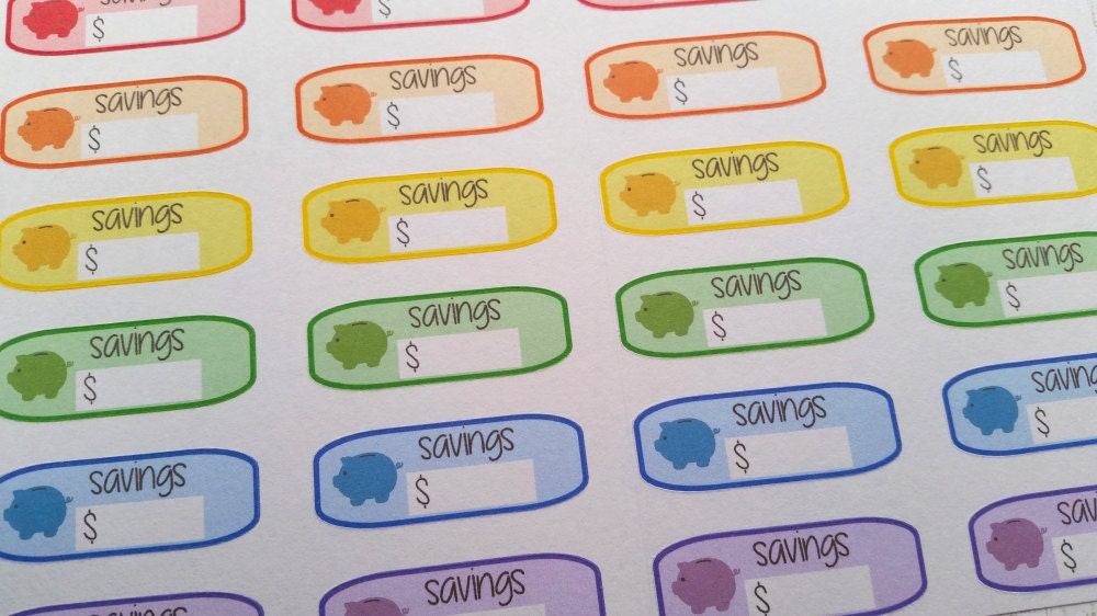 Savings Piggy Bank Labels Set of 24 Item 009 by bottledteadesigns