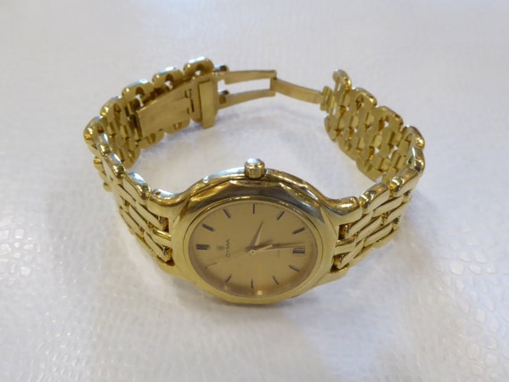 Cyma 18K Solid Gold Bracelet Dress Watch Swiss by CiscosGallery