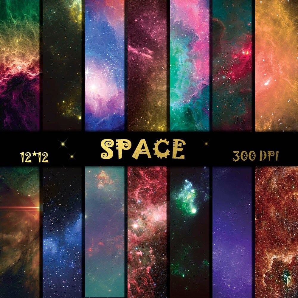 Space paper pack Galaxy digital paper Stars background Space