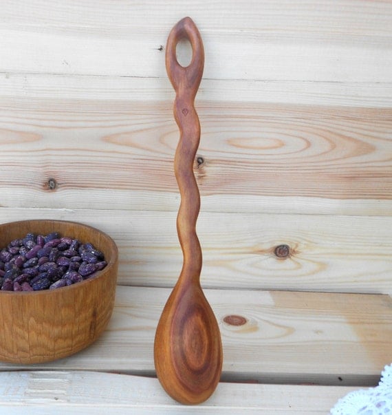 Unique carved wooden mini serving spoon in by DiamondWoodMaks