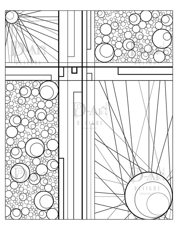 Circles and Lines Coloring Page Adult Coloring Page Cross