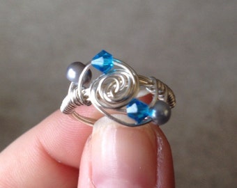 Items similar to Abstract Forged and Wire Wrapped Ring SIZE 7 with ...