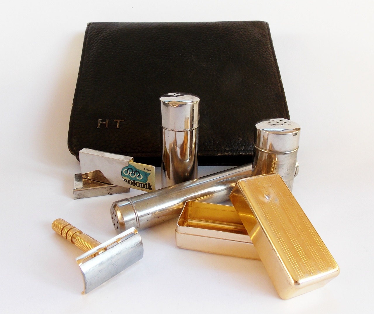 Vintage 1950s Shaving Travel Kit Chrome Plated Brush Razor ...