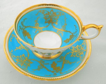 Turquoise gold china | Etsy