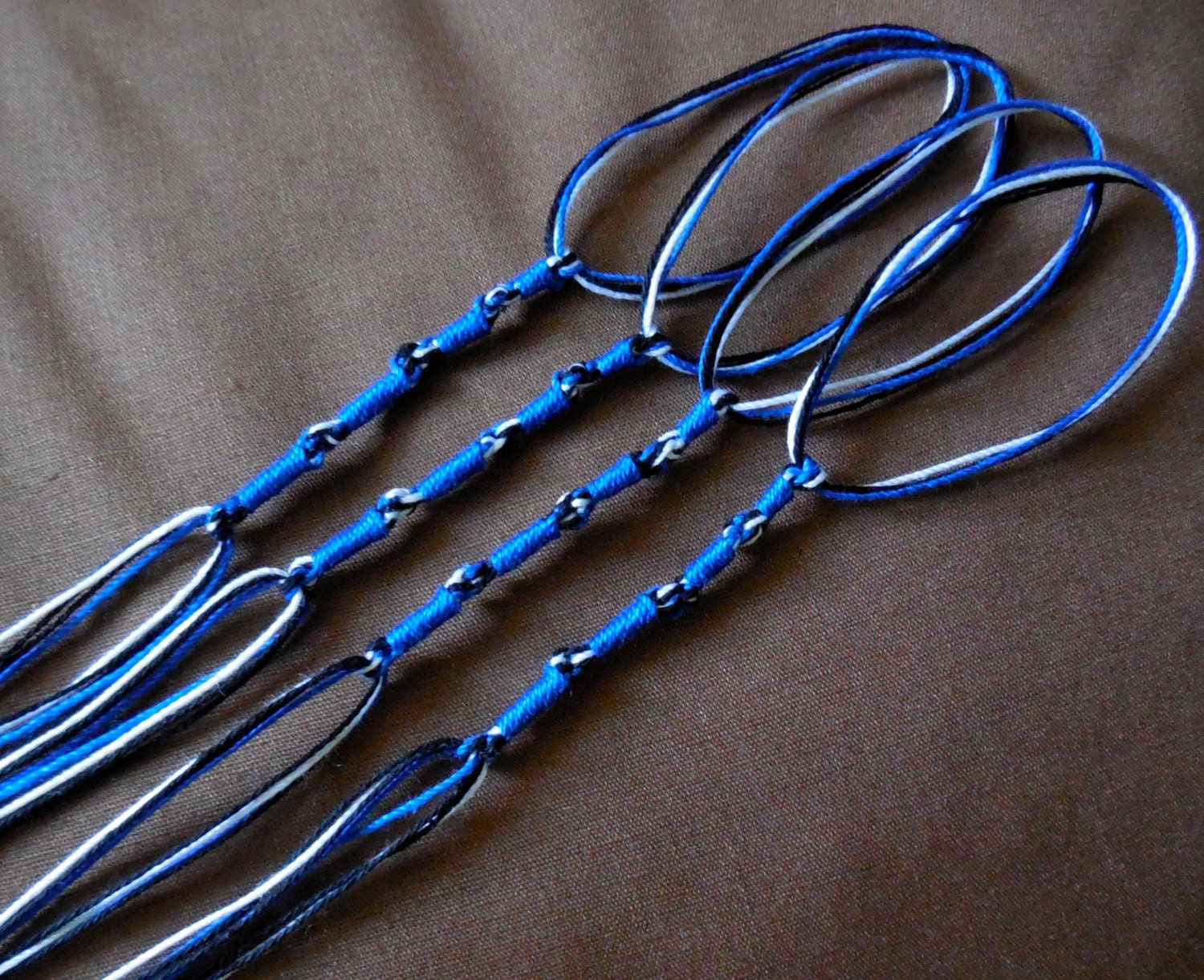 Traditional Tzitzit in Black White and Blue