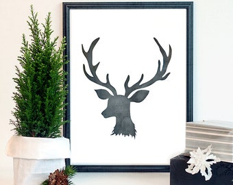 Stag head print | Etsy