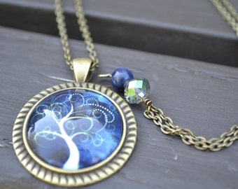 Items similar to Light Blue Tree of Life Pendant Necklace w/chain ...