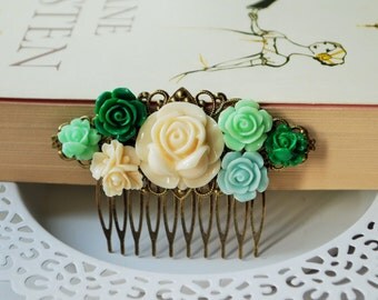 Unique mint green hair comb related items | Etsy