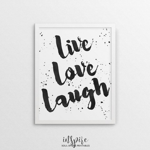 Live Love Laugh Black Calligraphy Watercolor Printable