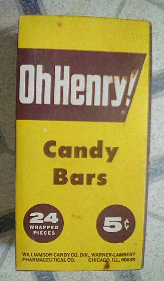 Items similar to 1960s Oh Henry 5 Cent Candy Bar Box on Etsy
