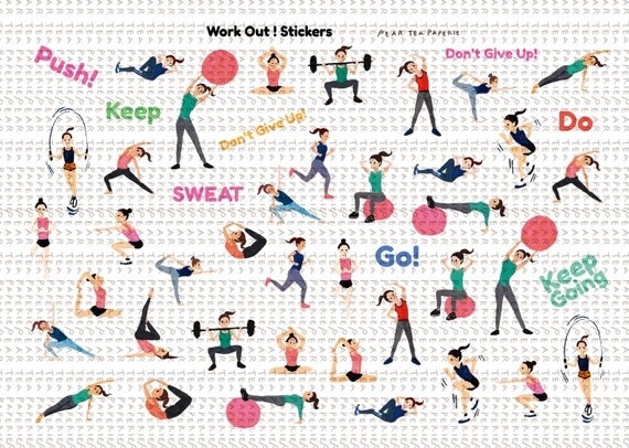 Work Out Series Stickers Exercise Stickers Fitness Stickers