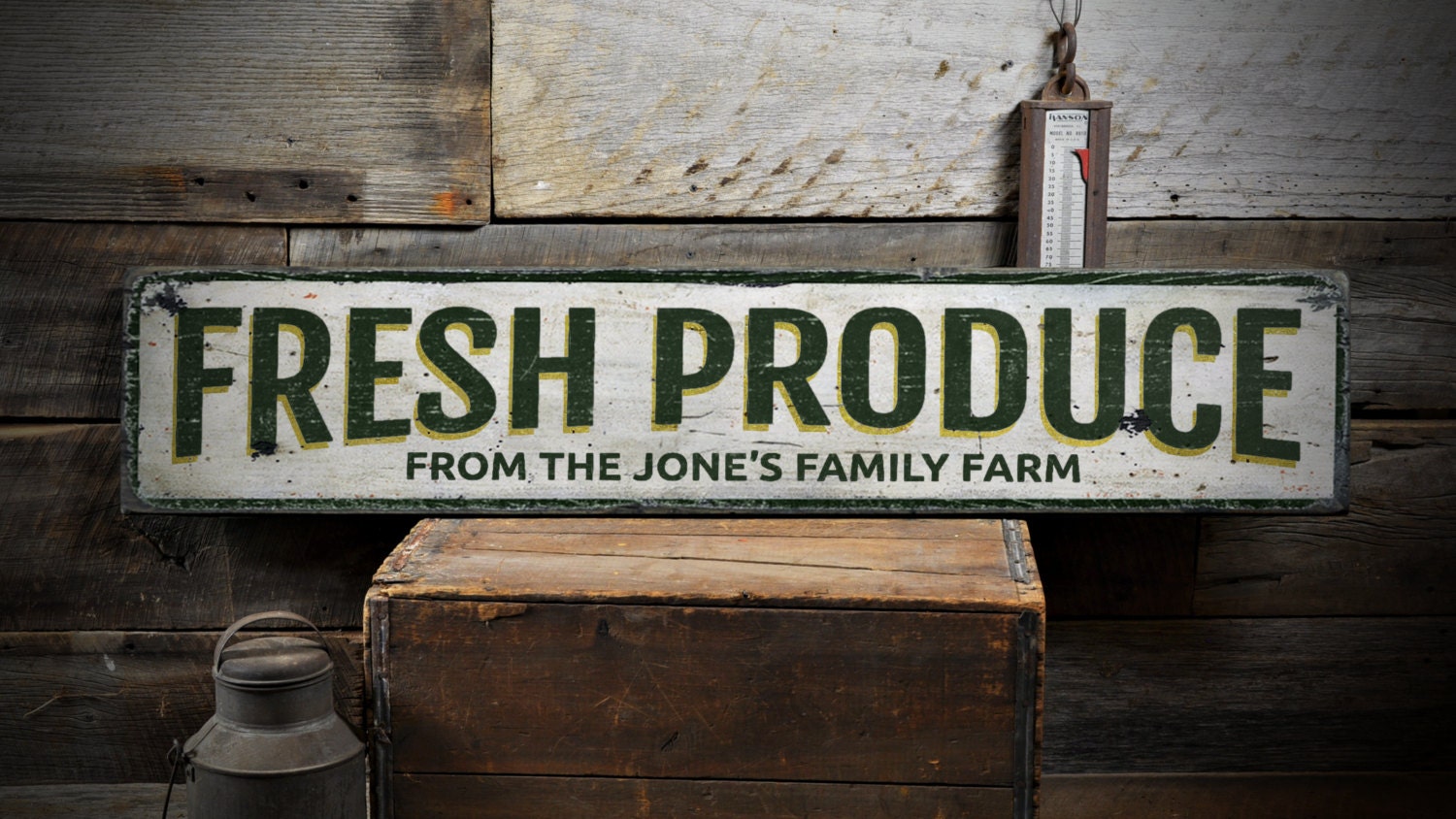 Fresh Produce Wood Sign Custom Family Name Farm Sign Farmers