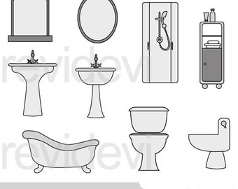 Bathroom clipart | Etsy