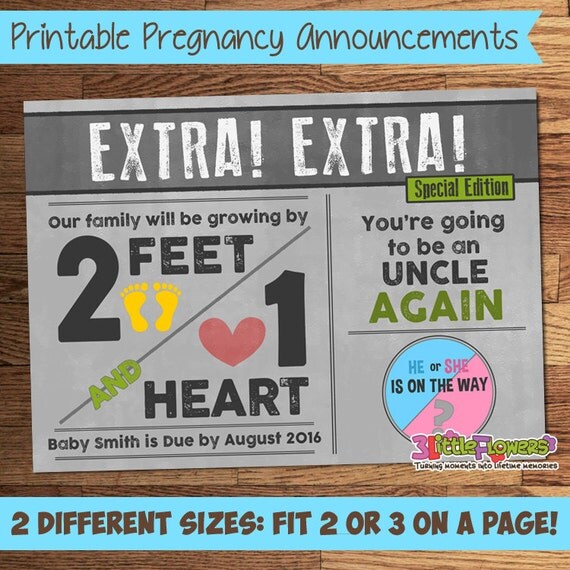 PRINTABLE Personalized Pregnancy Announcement Card Printable 