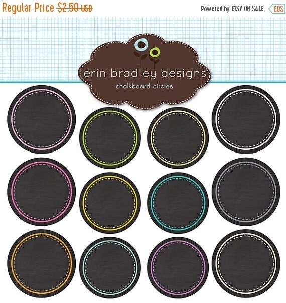 SALE Chalkboard Circles Clipart Clip Art by ErinBradleyDesigns