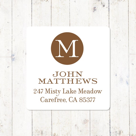 personalized return address LABEL CIRCLE MONOGRAM custom