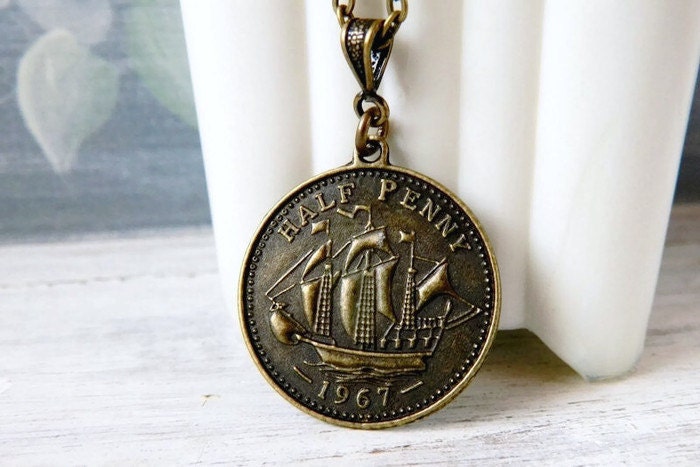 Nautical Sailing Ship Necklace Boho Rustic Replica by MsBsDesigns