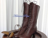 Bottes victoriennes en brun cuir Victorian Style talons marron bottes ...
