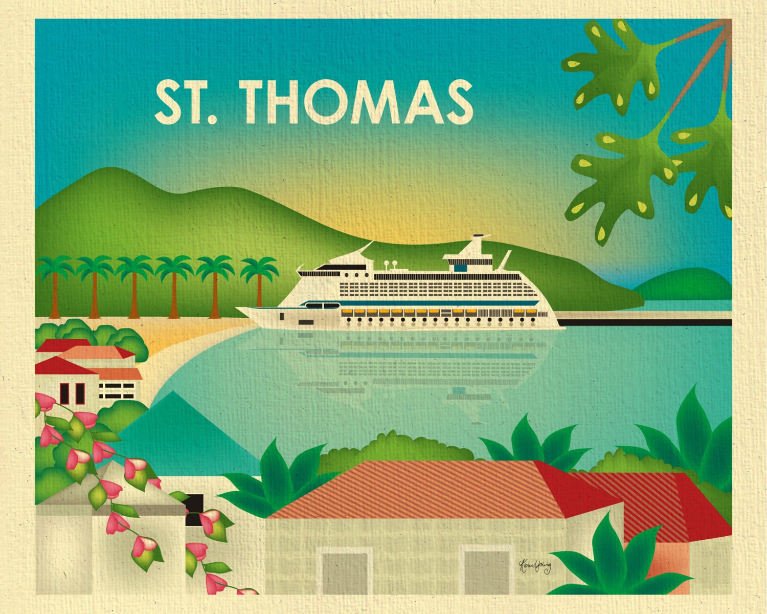St. Thomas Skyline Print St. Thomas Wall Art St. Thomas