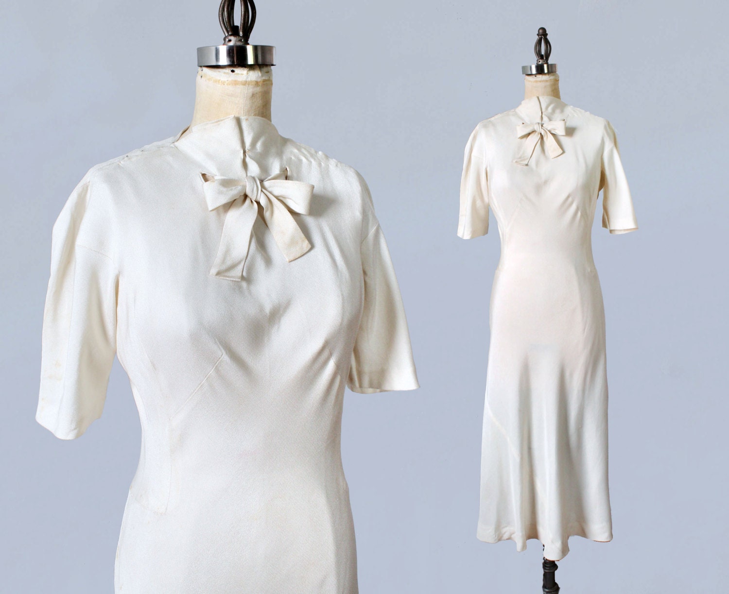 Rare MADELEINE VIONNET Designer 1930s Dress / 30s Cream Day