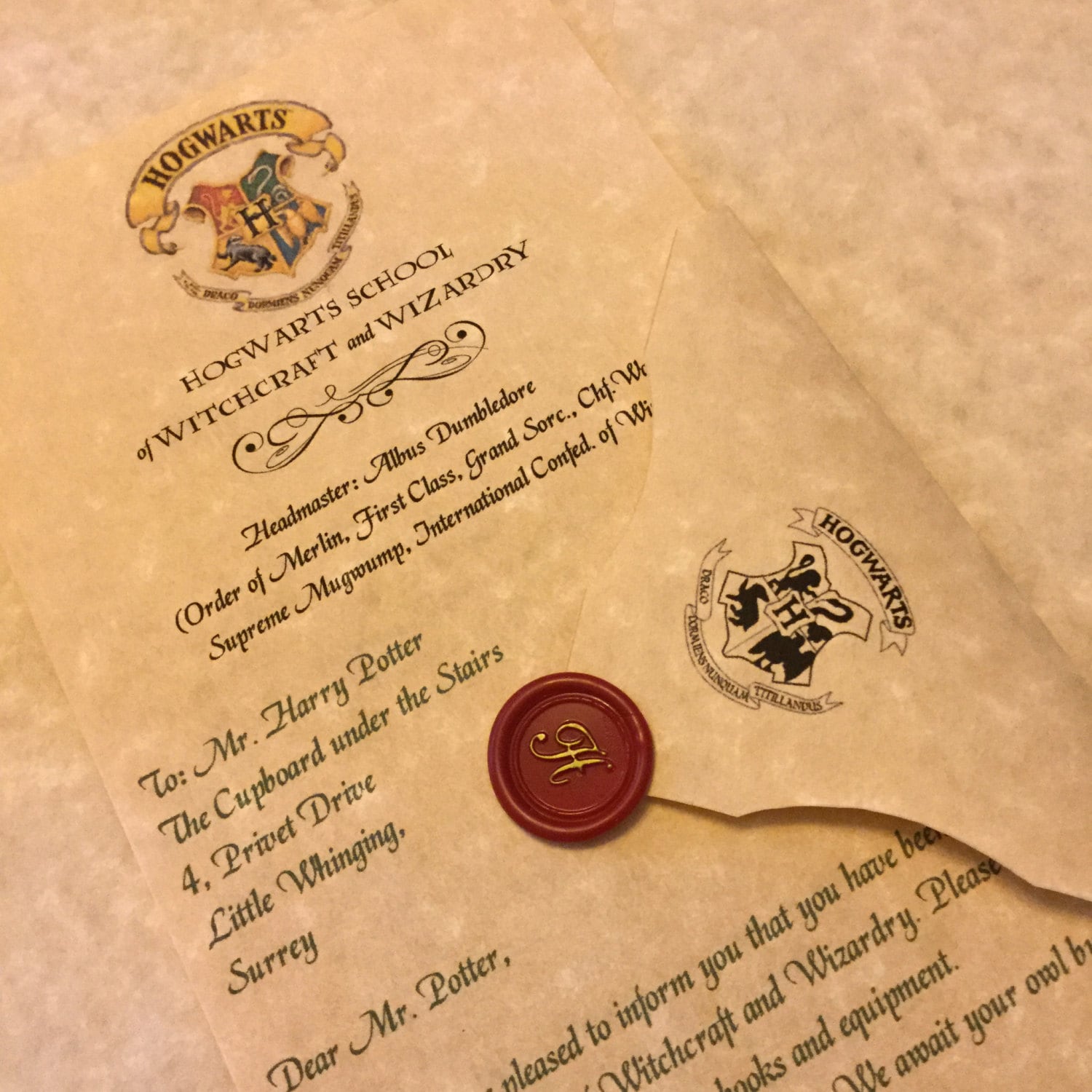 Personalized Hogwarts Acceptance Letter Personalized Harry