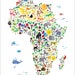 Animal Map of Africa Map for children and kids Art Print