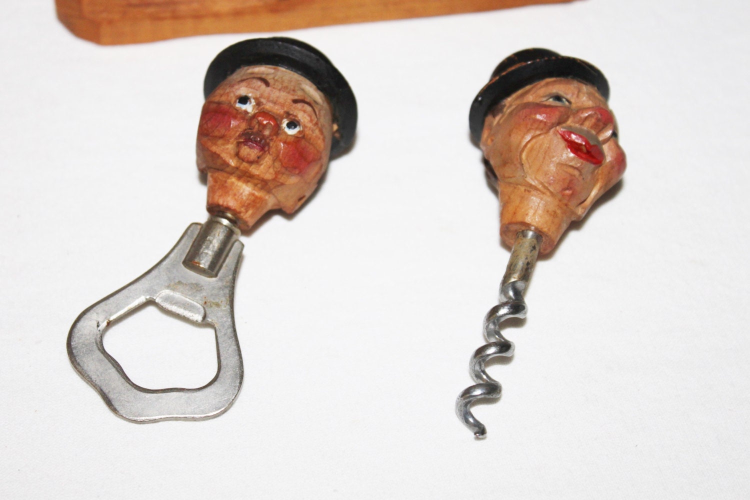 Wonderful Vintage set of Italian ANRI Hand Carved Corkscrew & Bottle ...