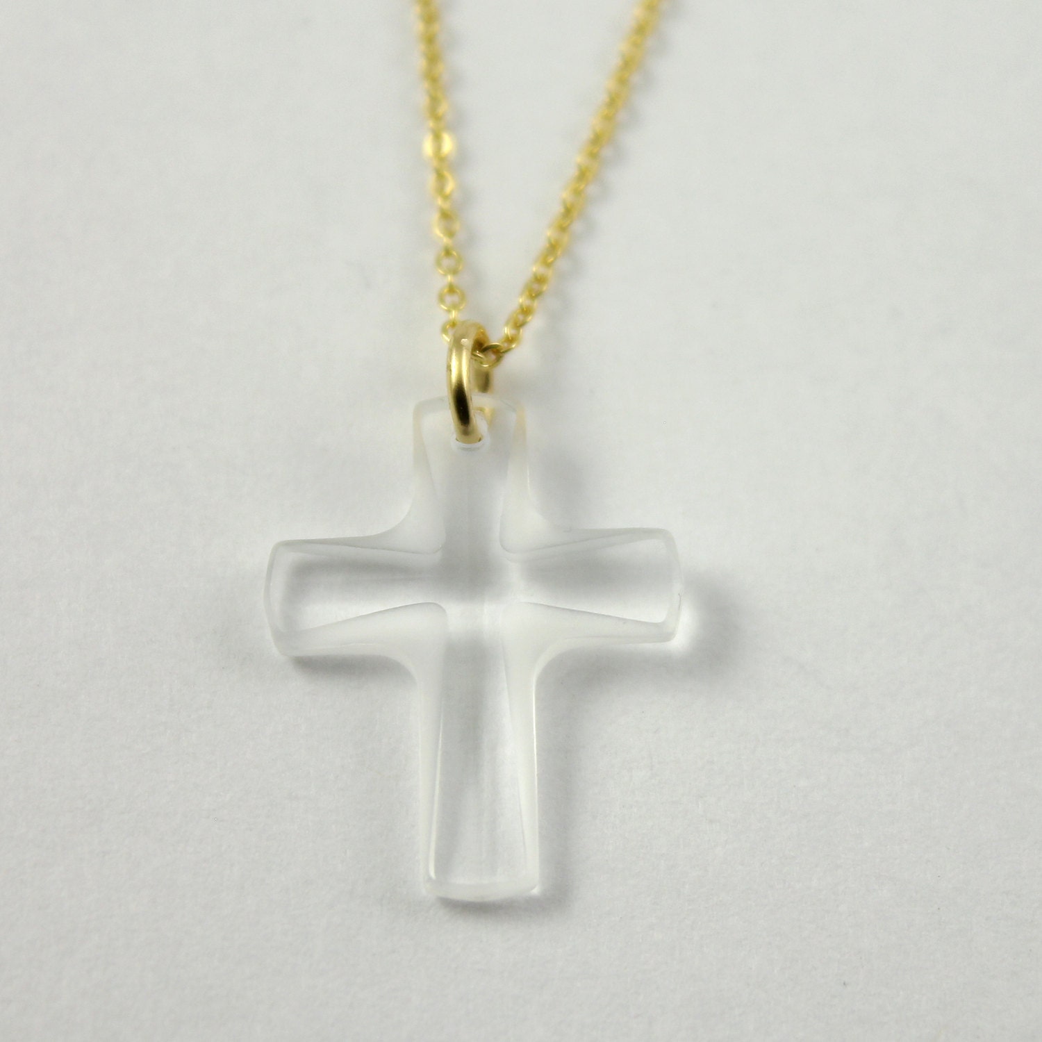 Swarovski Cross Necklace 14K Gold Filled Large by LiansElegance