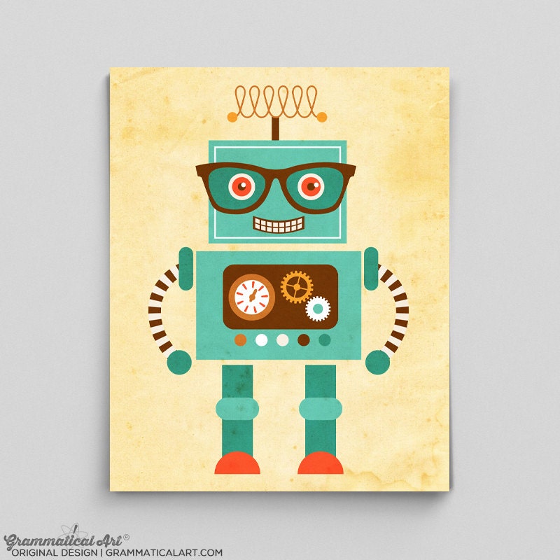 Cute Robot Poster Tesla Science Robot Poster Boy Nursery Ideas