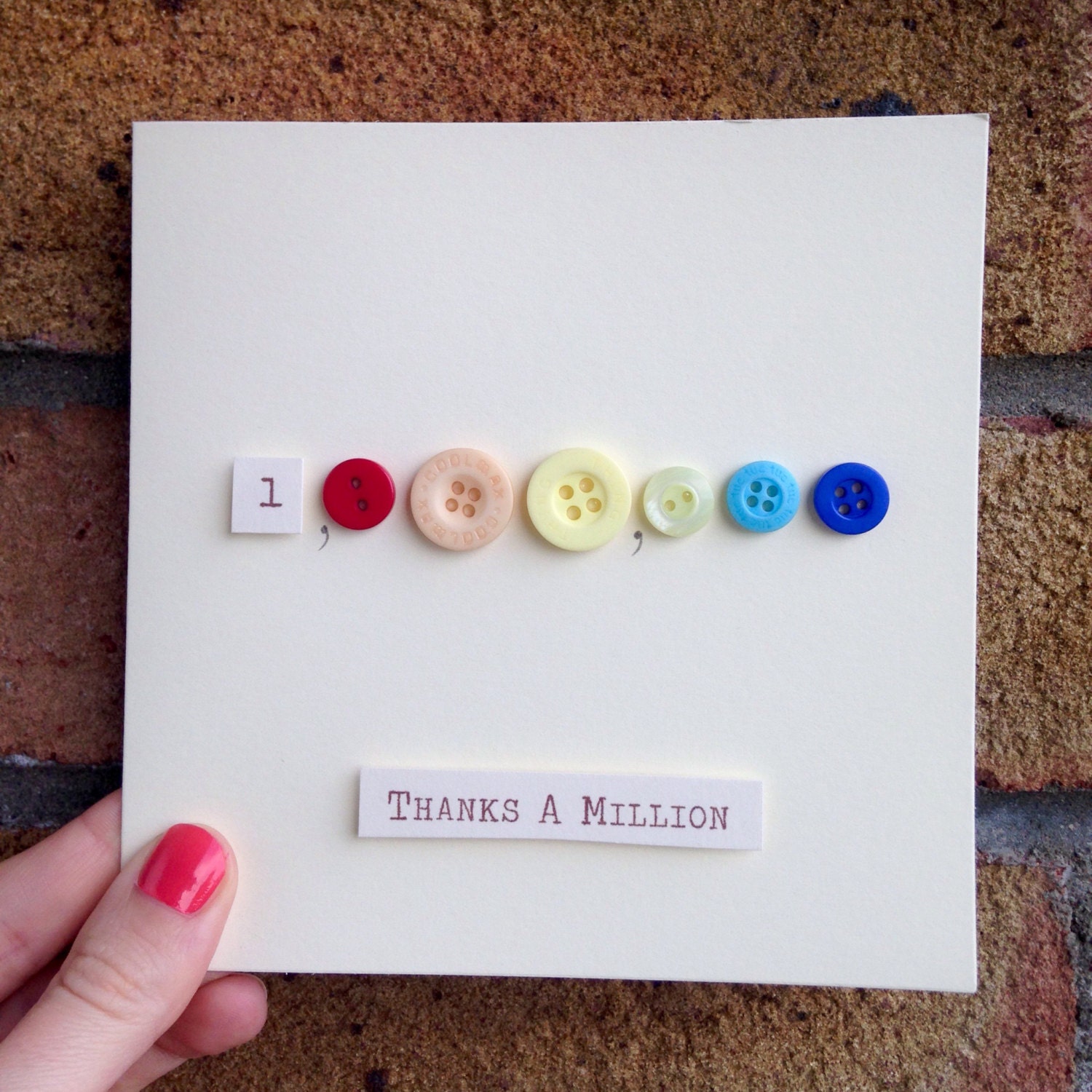 Thanks a Million Thank You Handmade Button Greeting Card