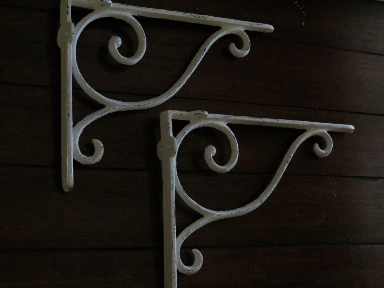 Cast Iron Shelf Brackets / Ornate Scrolled Brackets/ Shabby