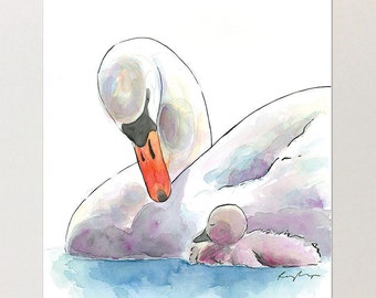 Swan and cygnets | Etsy