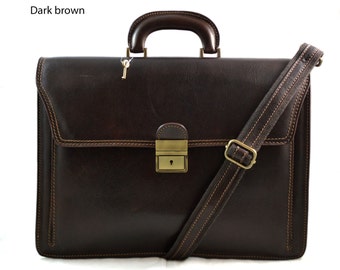 Leather briefcase business bag conference bag by ItalianHandbags