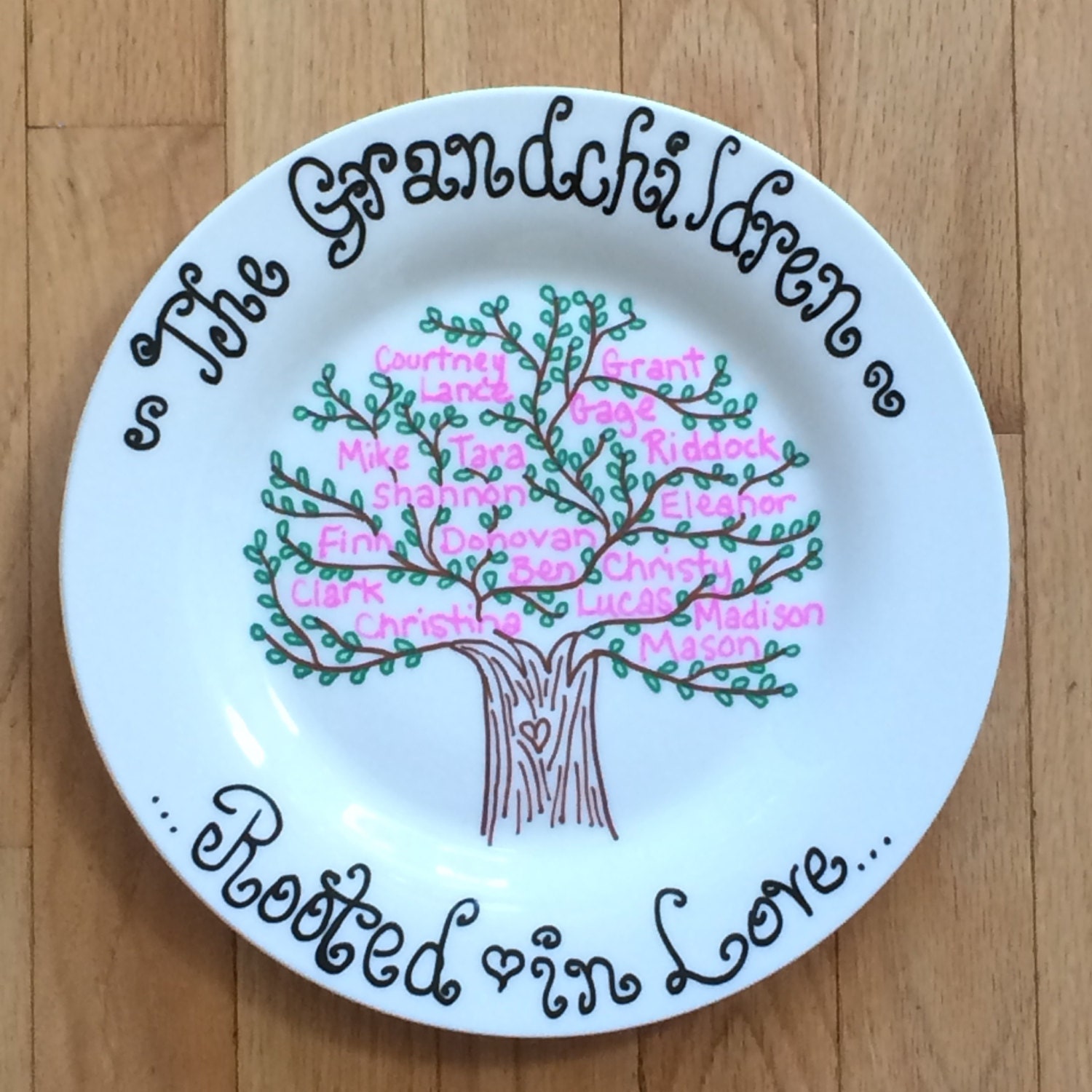 Family Tree Plate In Color: Personalized Grandparent Plate