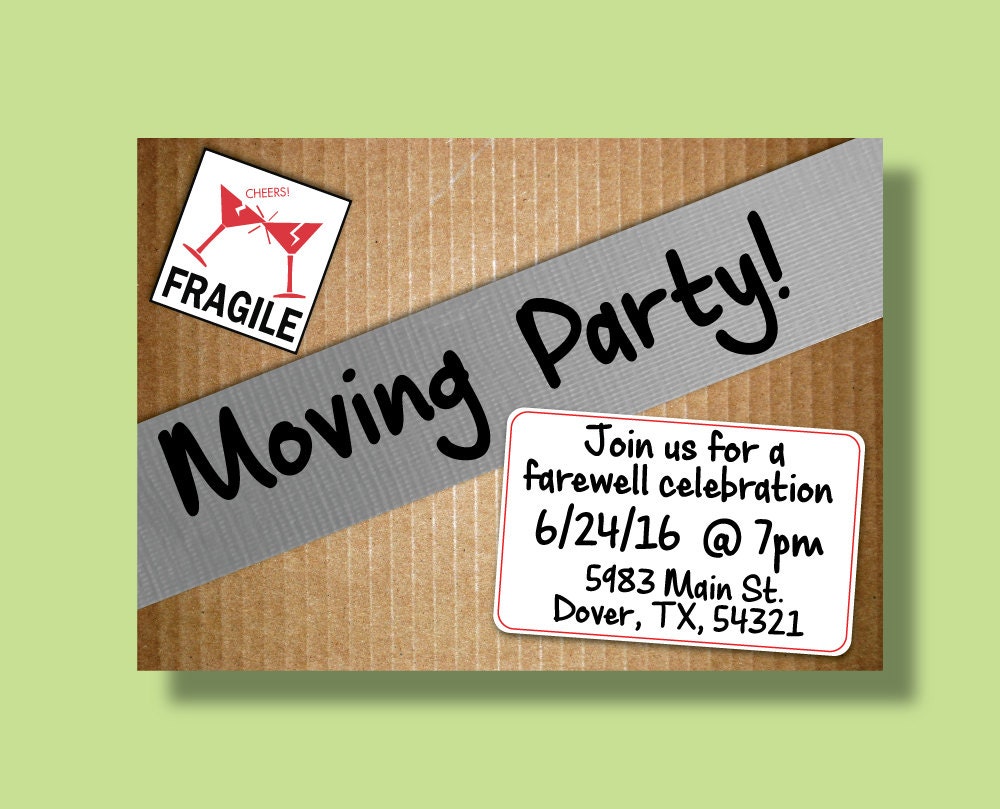 Printable Moving Party Invitation Custom Farewell by TerynsDesigns