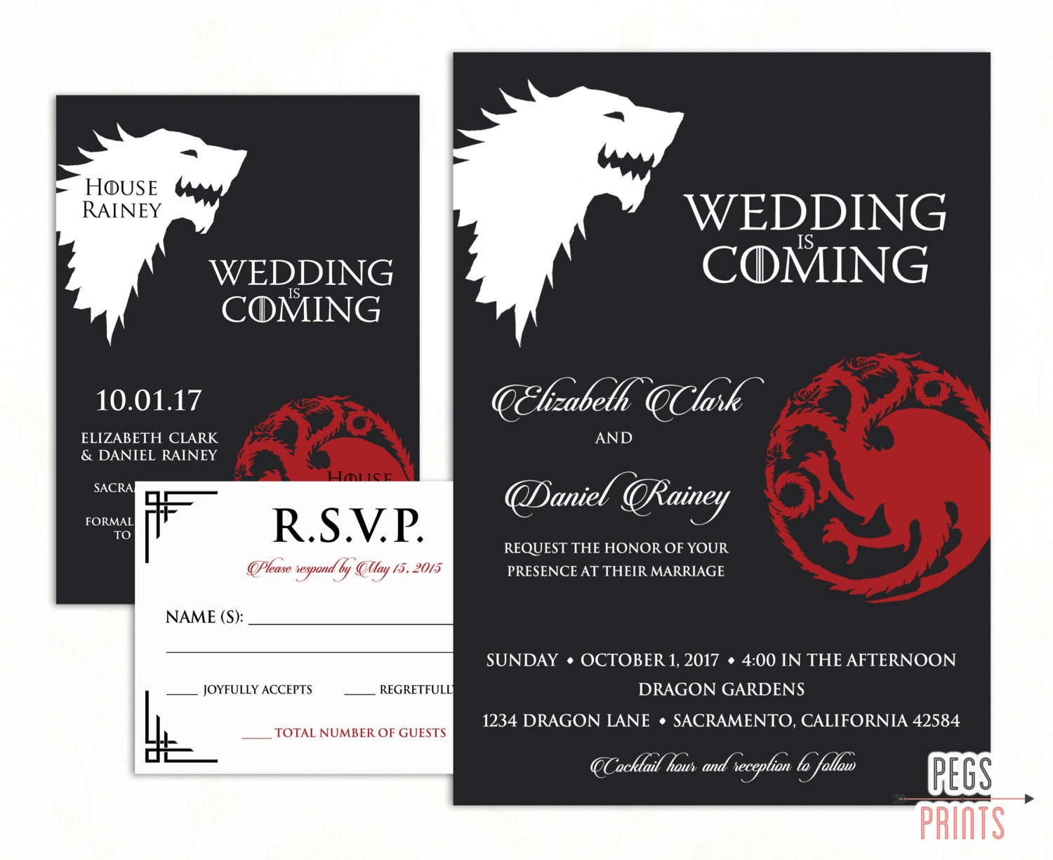 Geek Wedding Invitation Set Game of Thrones Wedding Geek Wedding Invitation Set Game of Thrones Wedding