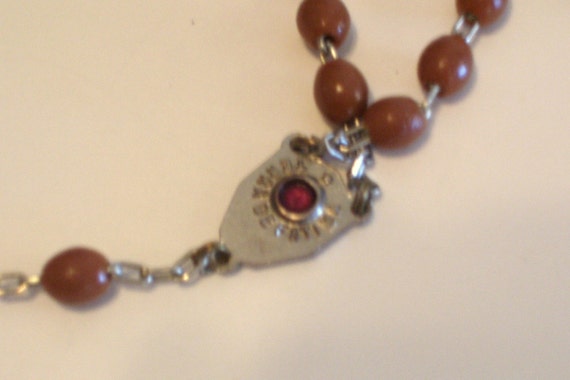 Vintage Rosary INRI Crucifix Italy Wooden Cross Plastic Beads