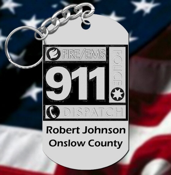 Steel 911 DISPATCHER Keychain Gift Engraved by BlueMoonLaserShop