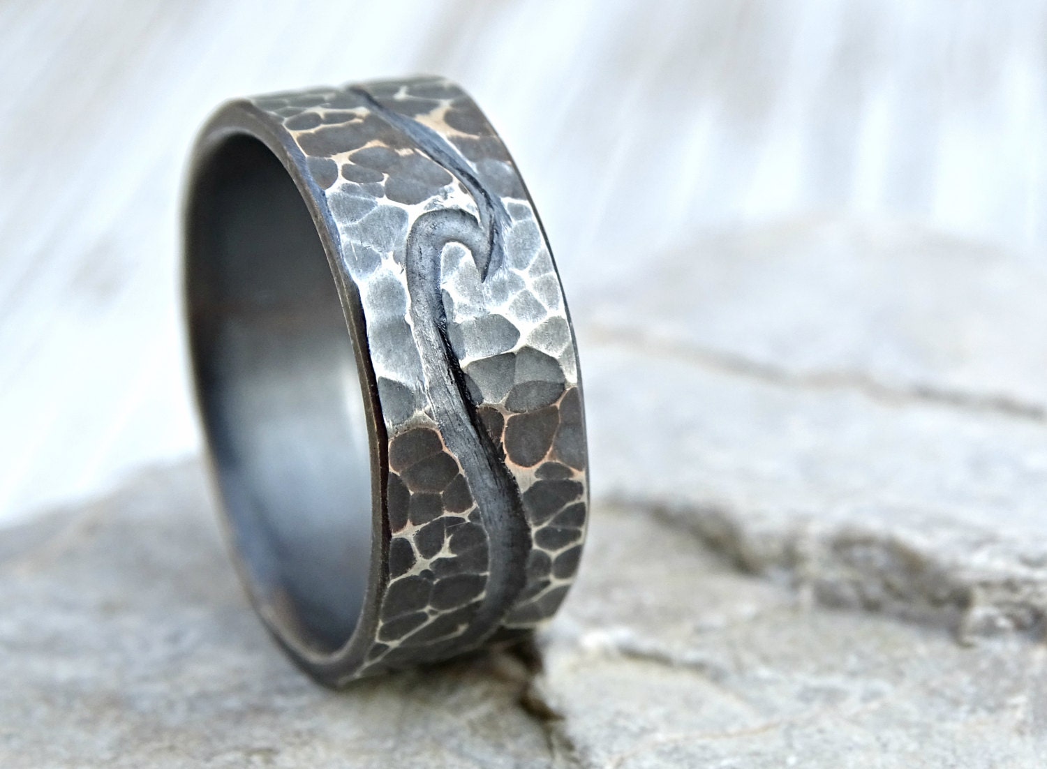 beach wedding ring two engraved waves silver wave ring ocean