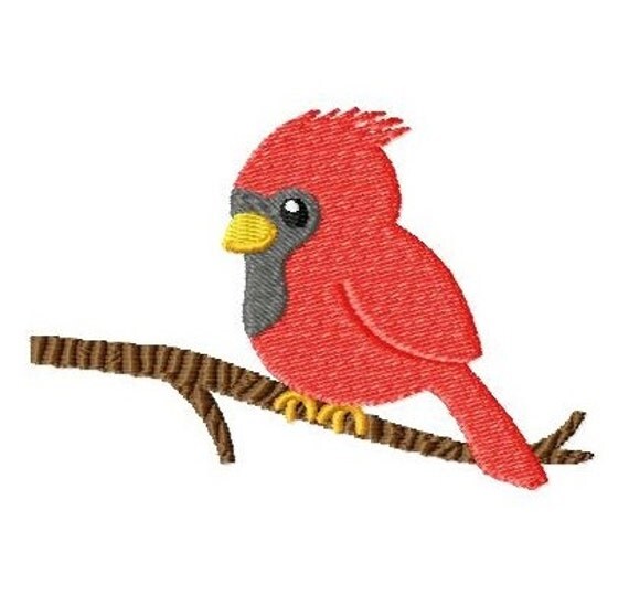 Embroidery Design Cardinal on branch 4'x4' DIGITAL