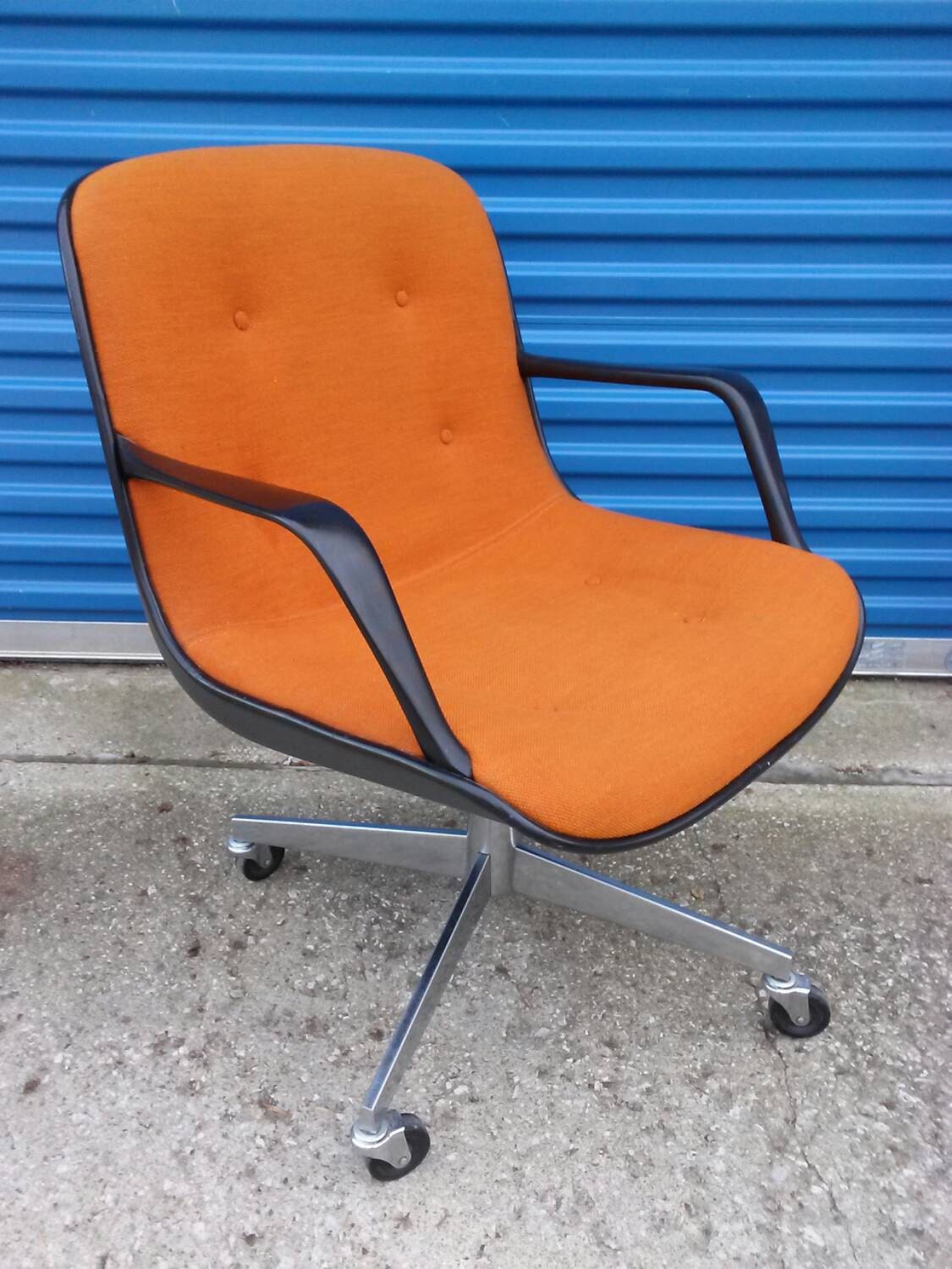Vintage steelcase retro orange and black mid century office swivel ...