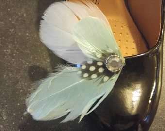 Beautiful Peacock Shoe Clip Pair