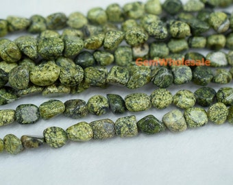 15.5 57mm Olive jade pebbles beads small Olive by GemWholesale