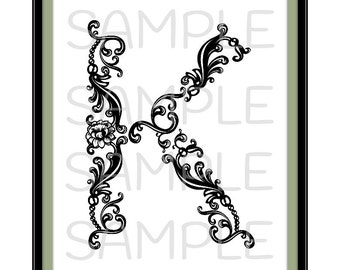 Letter k monogram | Etsy