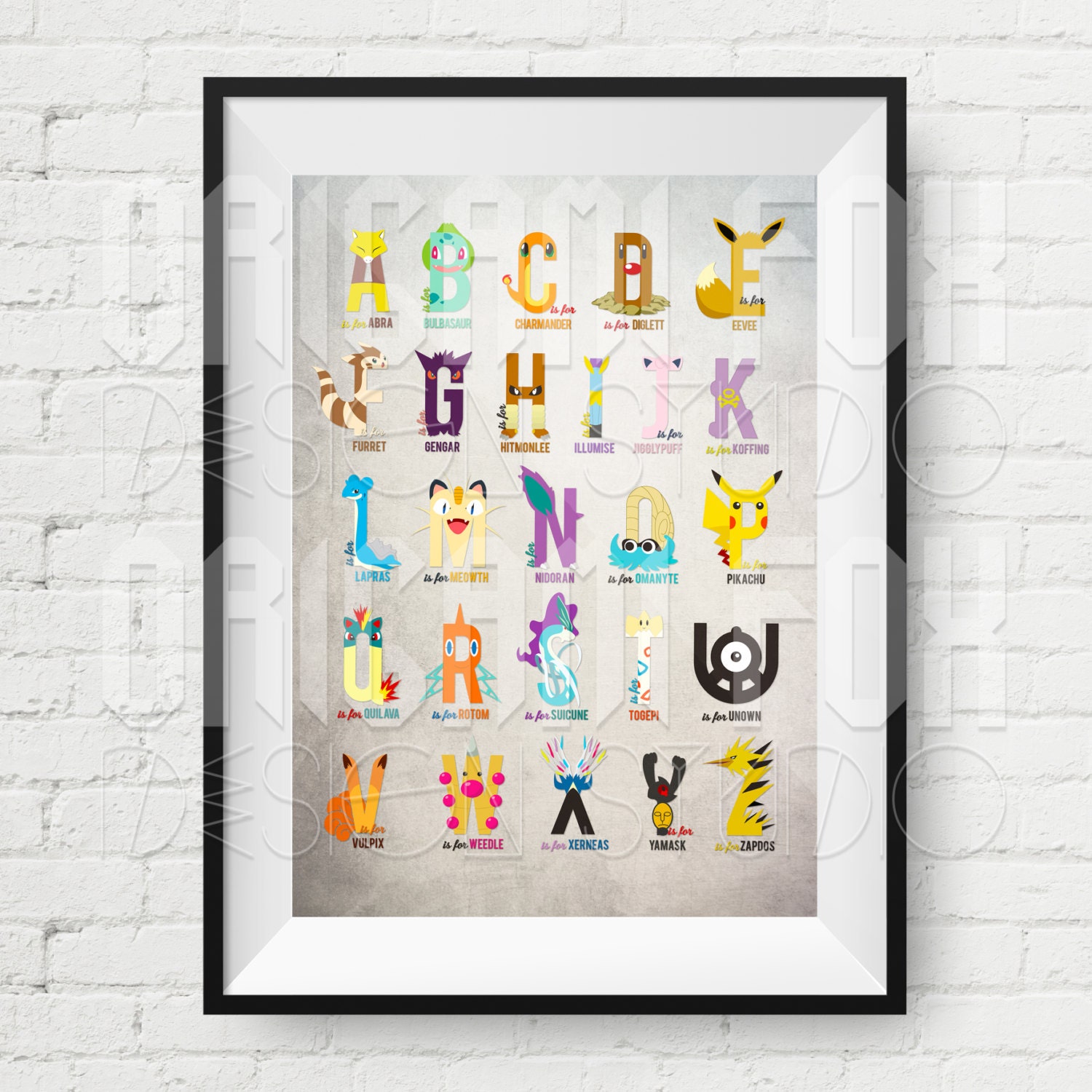 Pokemon Inspired Alphabet Print Character Print / Poster