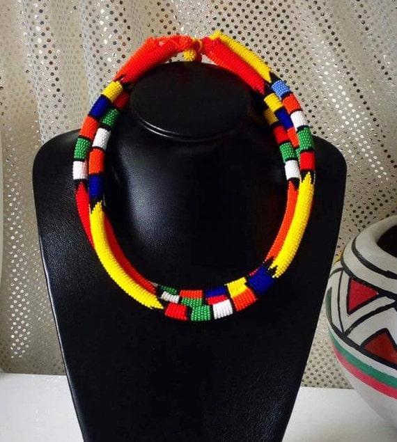 Three Assorted Zulu Beaded Necklace Combo
