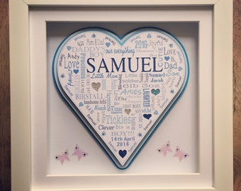 Personalized Word Art Typography Frame by QuaintlyKate on Etsy
